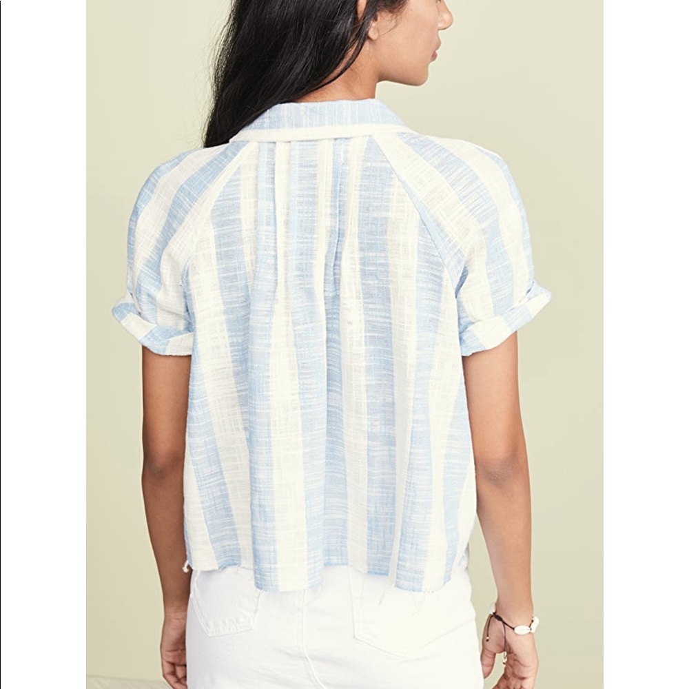 Free People | Tops | Free People Away At Sea Striped Linen Button Top ...